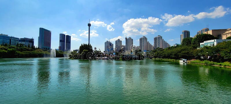 Lotte World Outside in Summer with Sun Shining Editorial Photography ...