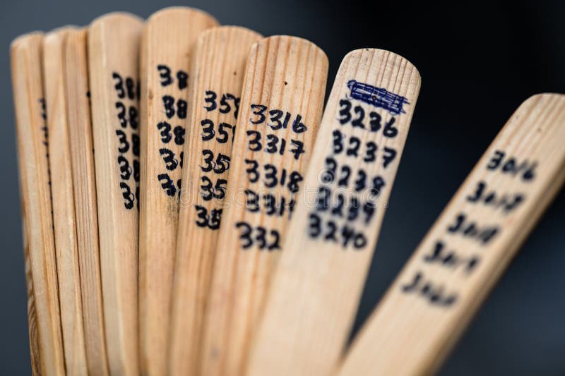 Lottery Numbers Written on Wooden Sticks.. Stock Photo - Image of white ...