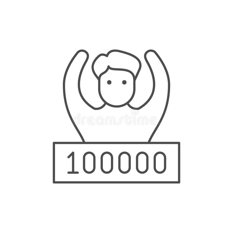 Lottery Winner Line Outline Icon Stock Vector - Illustration of game ...