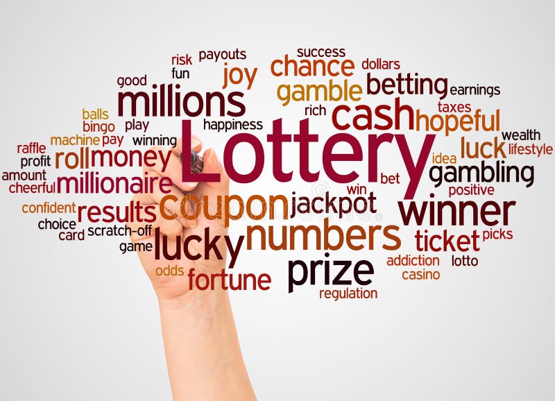 Lottery Word Cloud and Hand with Marker Concept Stock Photo - Image of ...