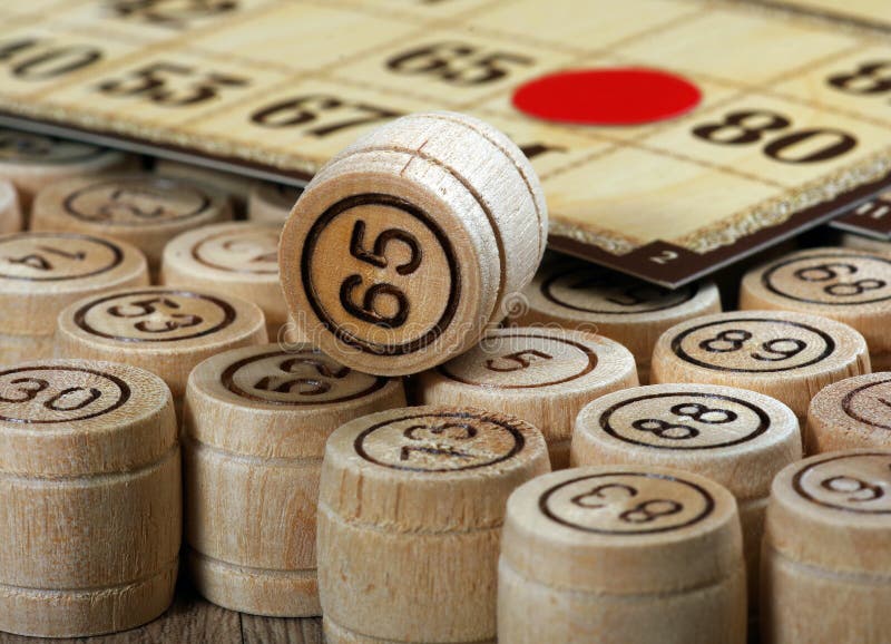 Lotto Game. Wooden Lotto Barrels and Card Stock Photo - Image of cask ...