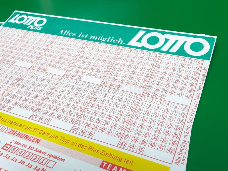 Lotto Ticket with Number Selection Grid on Green Table Surface ...