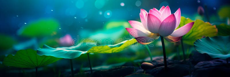 Lotus Bloom: the Path To Harmony on a Green Background , Generative Ai ...