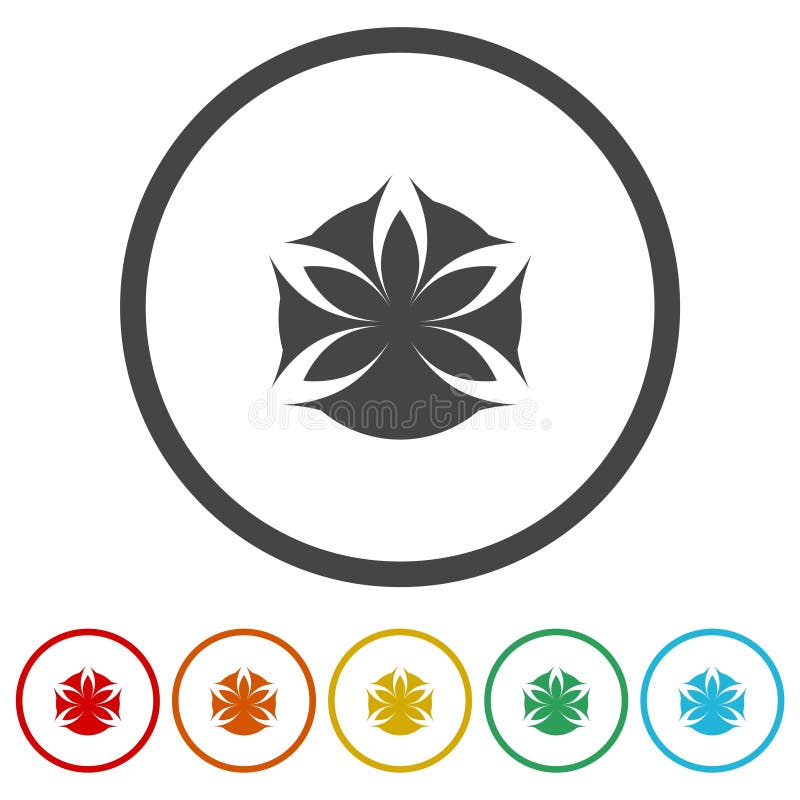Lotus Circle Icons in Color Circle Buttons Stock Vector - Illustration ...