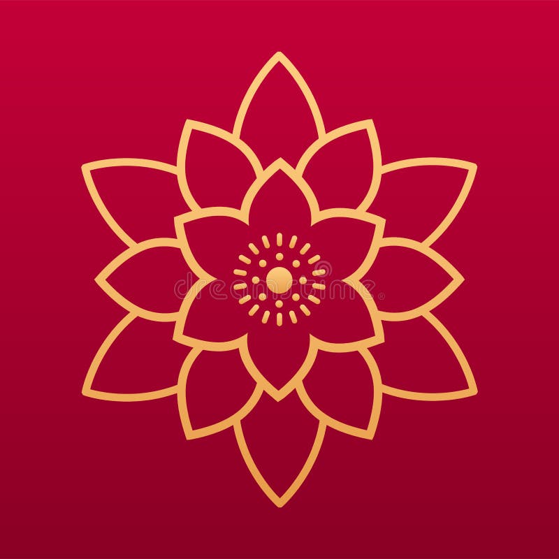 Lotus Flower Decorative Element. Chinese Traditional Floral Decorative ...