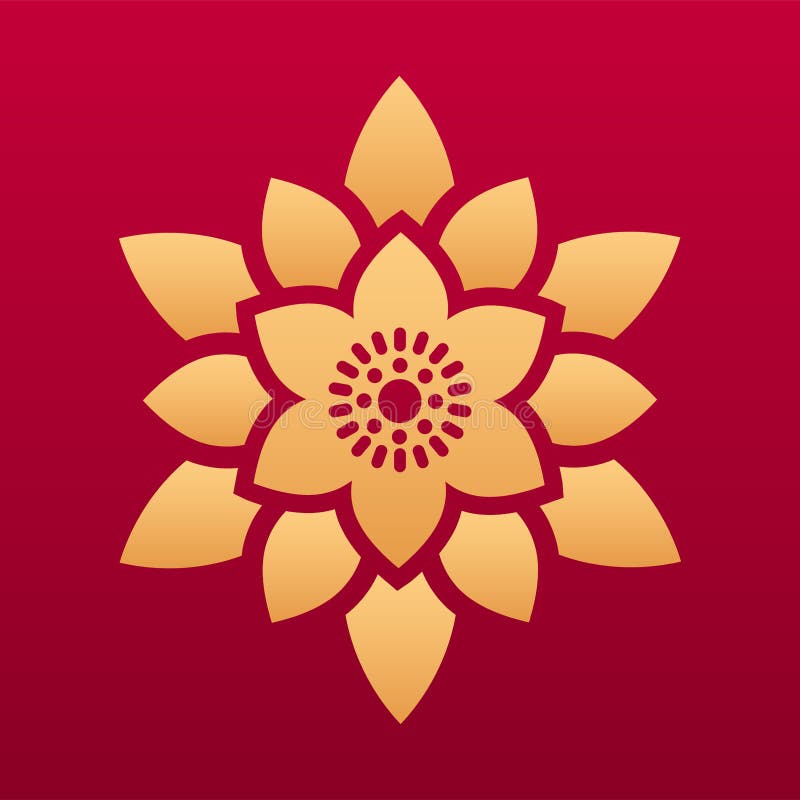 Lotus Flower Decorative Element. Chinese Traditional Floral Decorative ...