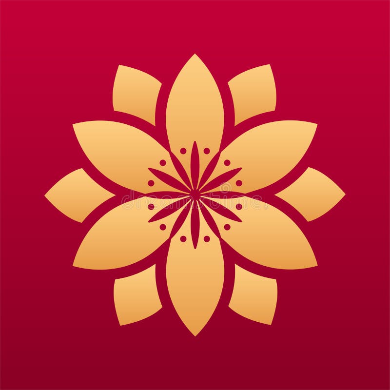 Lotus Flower Decorative Element. Chinese Traditional Floral Decorative ...