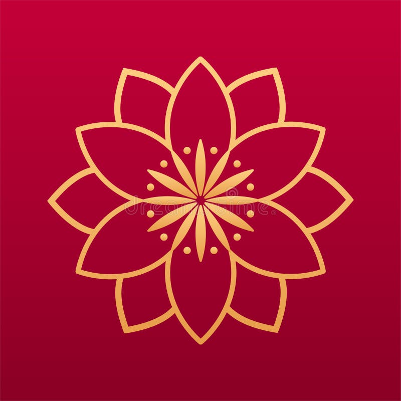 Lotus Flower Decorative Element. Chinese Traditional Floral Decorative ...