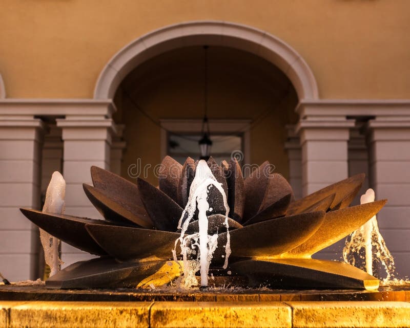 Lotus flower fountain stock photo. Image of structure - 92874318