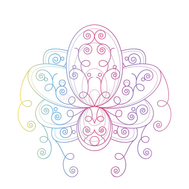 Lotus Flower with Geometric Pattern Vector Linear Illustration Stock ...