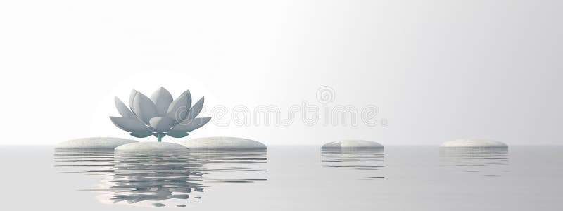 Lotus Flower in Grey Mood - 3D Render Stock Illustration - Illustration ...