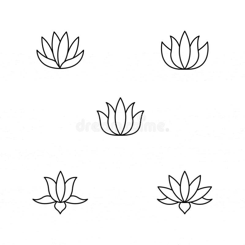 Lotus Flower Icon Set. Editable Vector Stroke Stock Vector ...