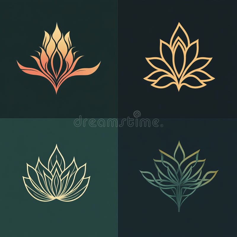Lotus Flower Icon Set, Vector Design Elements, Logo Template. Stock ...