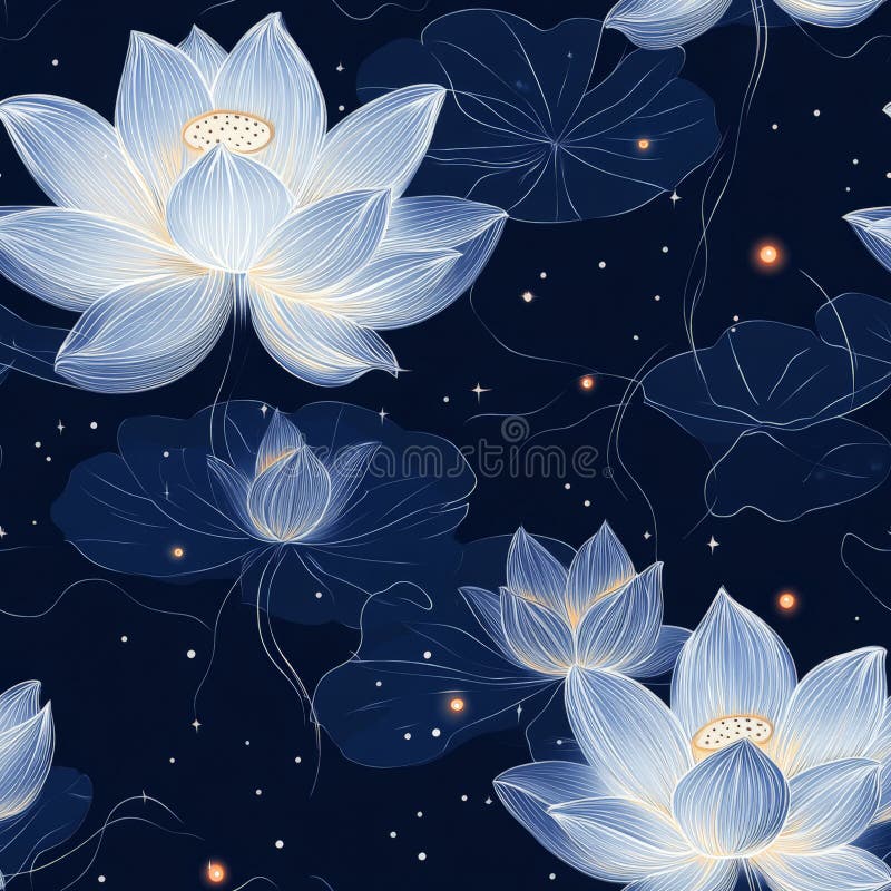 Lotus Flower Pattern Floating Petals Glowing Mystical Accents Stock ...