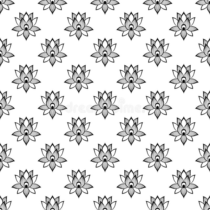 Lotus Flower Pattern Seamless Stock Illustration - Illustration of ...