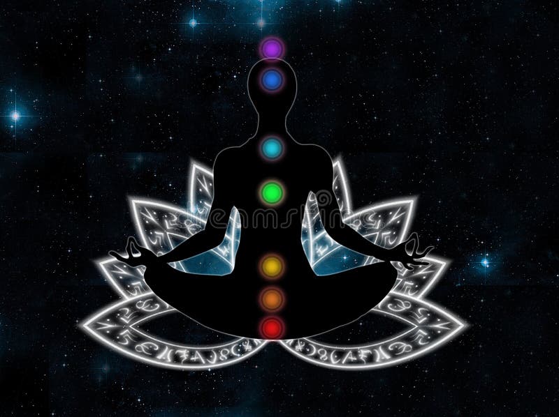 Yoga Posture with Lotus Symbol Stock Illustration - Illustration of ...