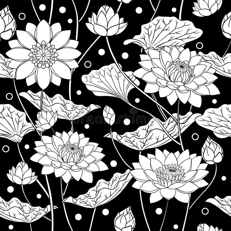 Lotus Flower and Flower Seamless Pattern Design Stock Vector ...