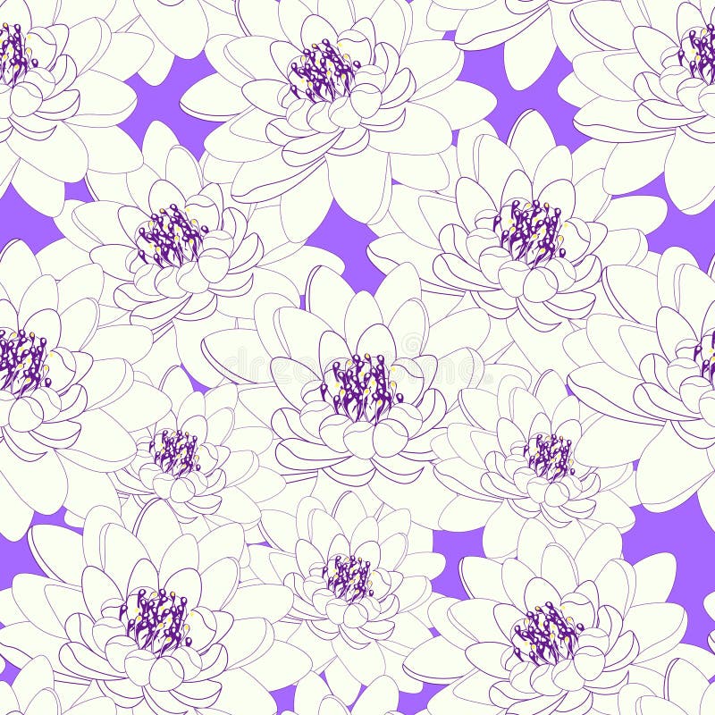 Lotus Flower of Seamless Pattern Vector Illustration Stock Vector ...