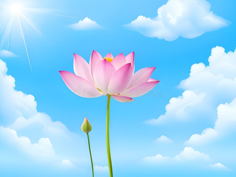 Lotus flower in the sky stock image. Image of blossom - 298147633