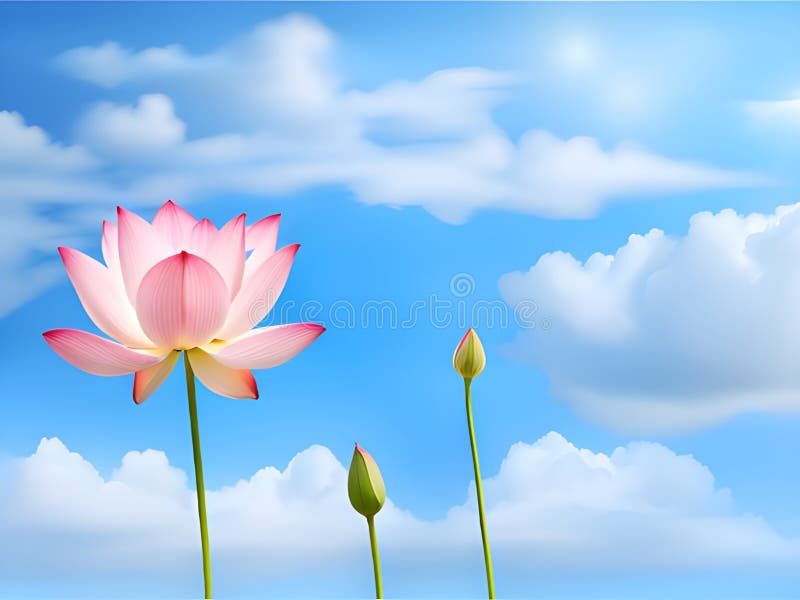 Lotus flower in the sky stock illustration. Illustration of floral ...