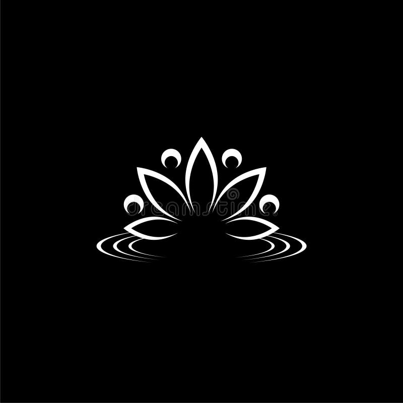 Lotus Flower on Water Icon Isolated on Dark Background Stock Vector ...