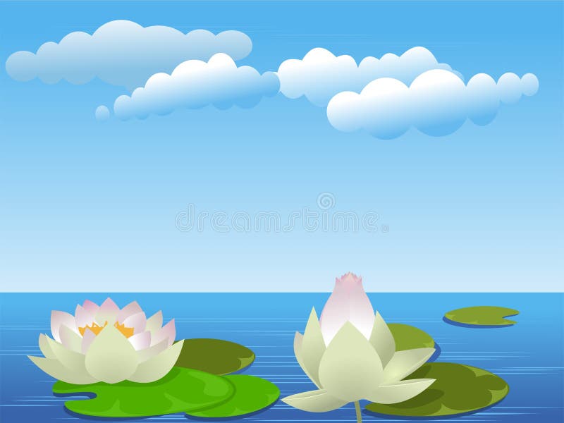 Lotus lake and Pagoda stock illustration. Illustration of brushstrokes ...