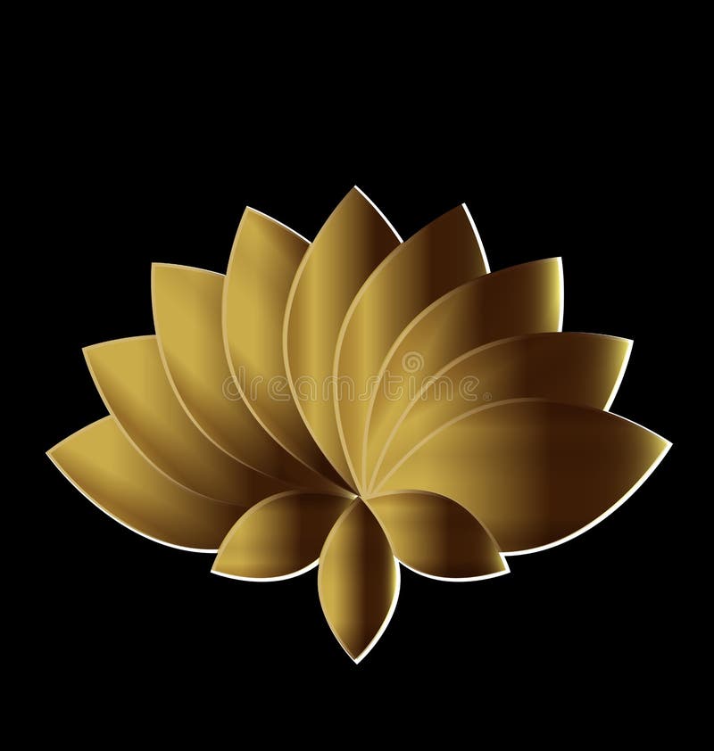 Gold flower lotus ornament stock vector. Illustration of icon - 25067901