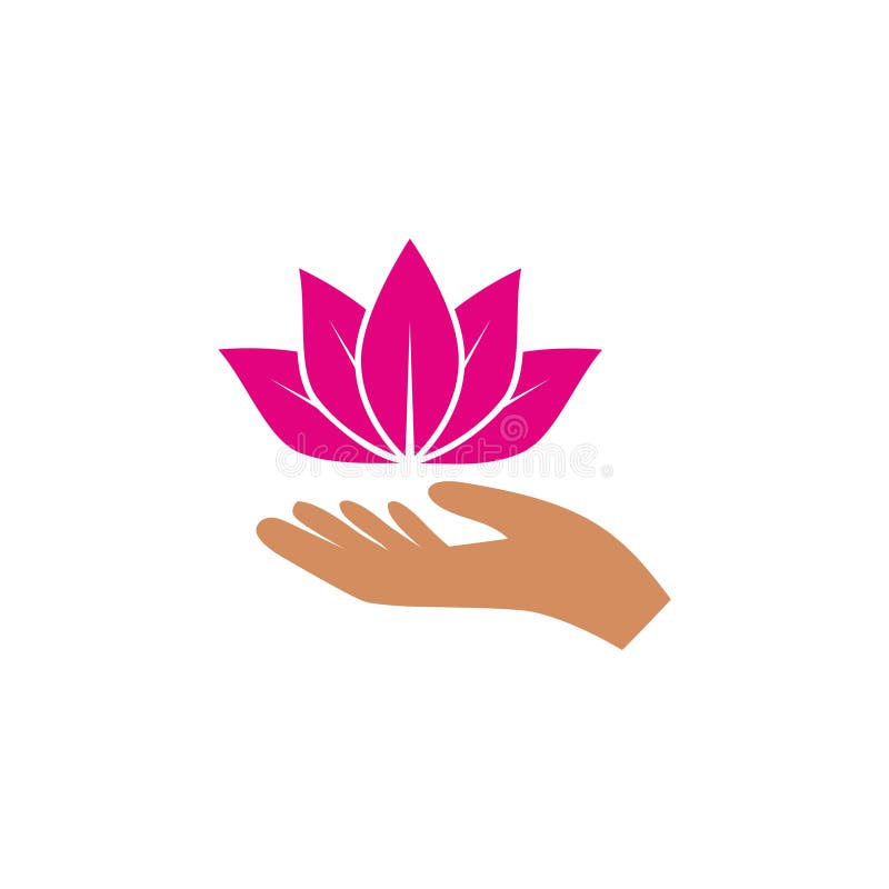 Lotus in Hand Icon Isolated on White Background Stock Vector ...