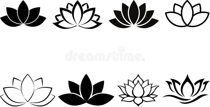 Lotus icons set collection stock vector. Illustration of harmony ...