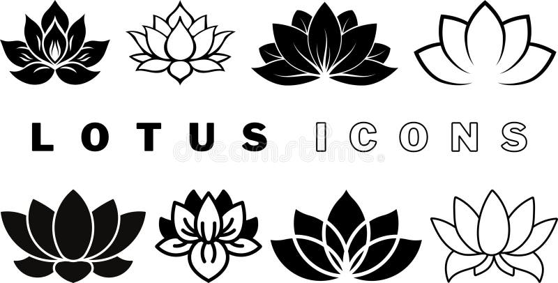 Lotus icons set collection stock vector. Illustration of beauty - 340506684
