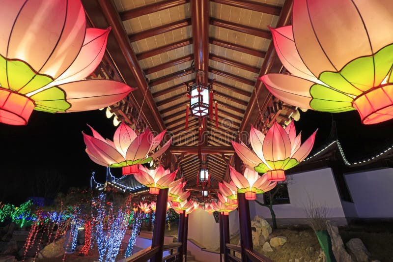 Lotus Lantern in the Park, China Stock Image - Image of classical ...