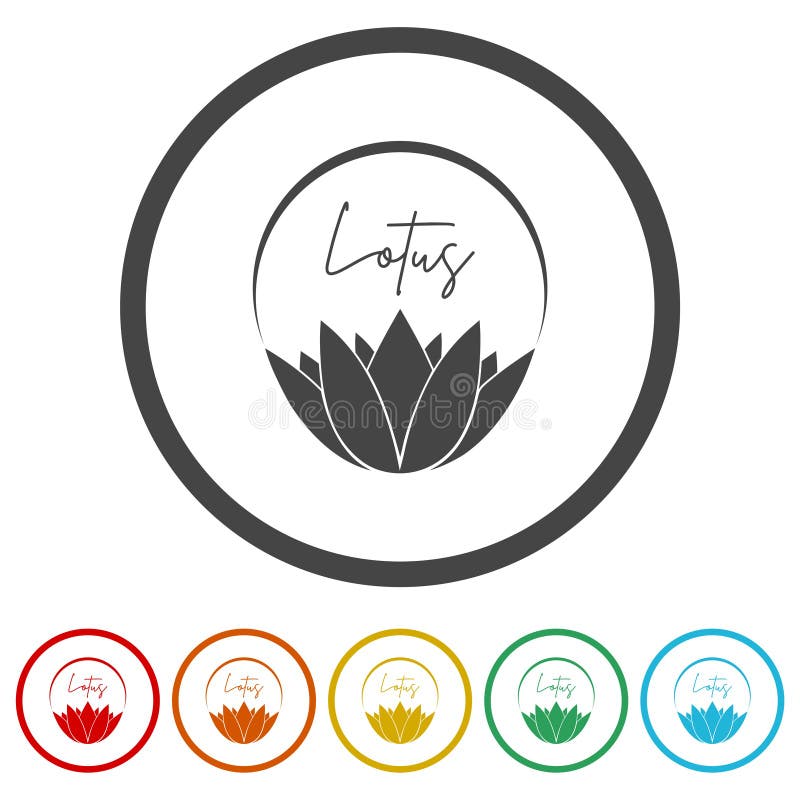 Lotus Logo. Set Icons in Color Circle Buttons Stock Vector ...