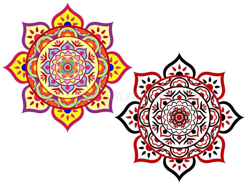 Lotus Mandala Set stock vector. Illustration of colorful - 82117021