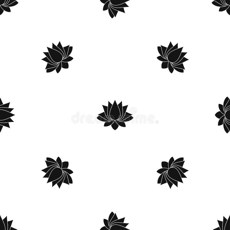 Lotus Pattern Seamless Black Stock Vector - Illustration of asia, leaf ...