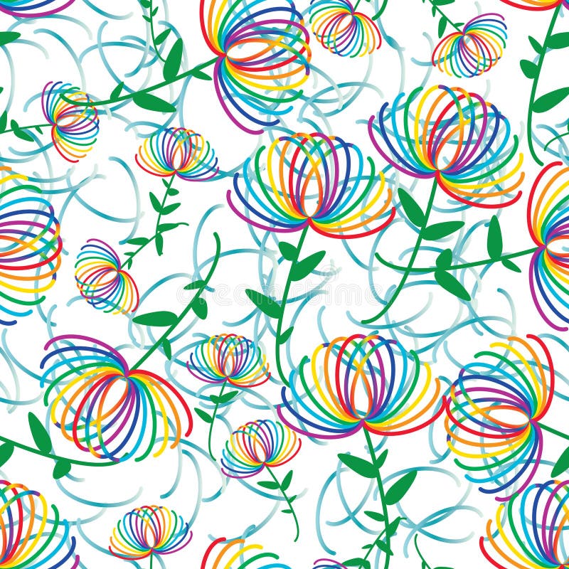 Lotus Rainbow Mod Flower Seamless Pattern Stock Vector - Illustration ...