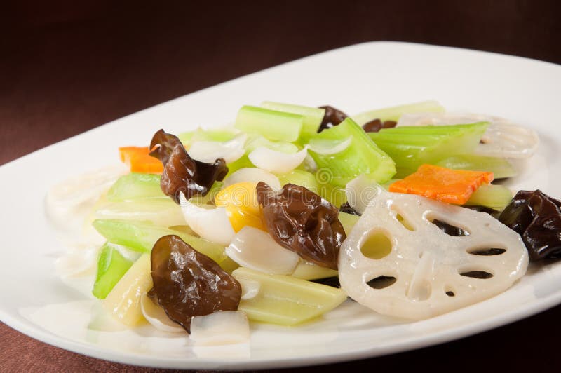 Lotus Root Slices Fried Celery Agaric Stock Image - Image of asia ...