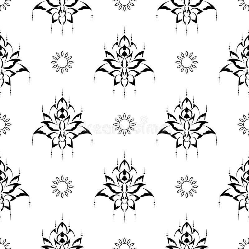 Lotus Seamless Pattern. Black and White. Good for Mural Wallpaper ...