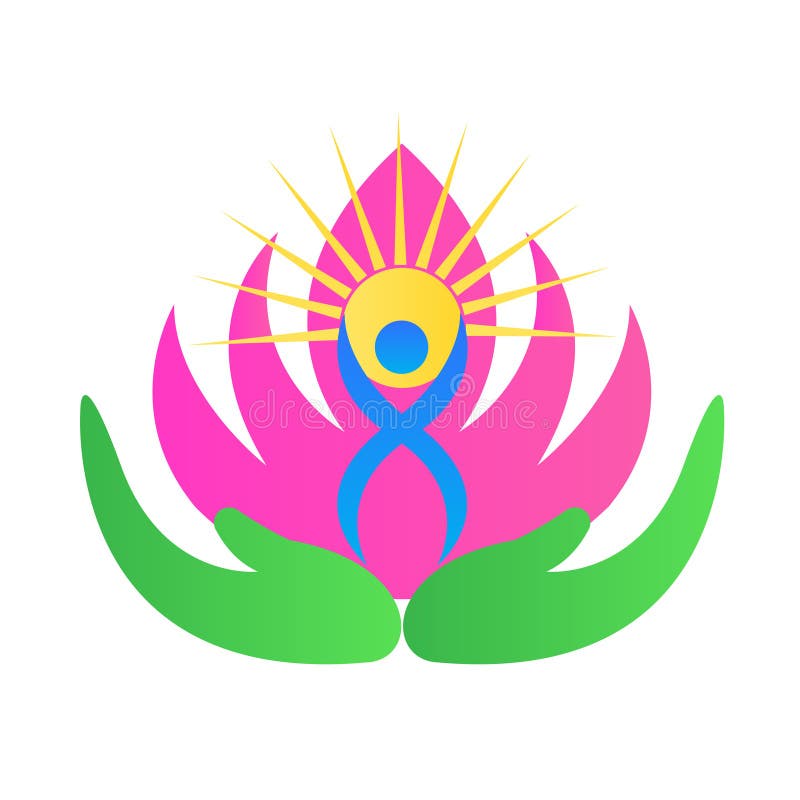 Lotus with sun stock vector. Illustration of garden, company - 41412970