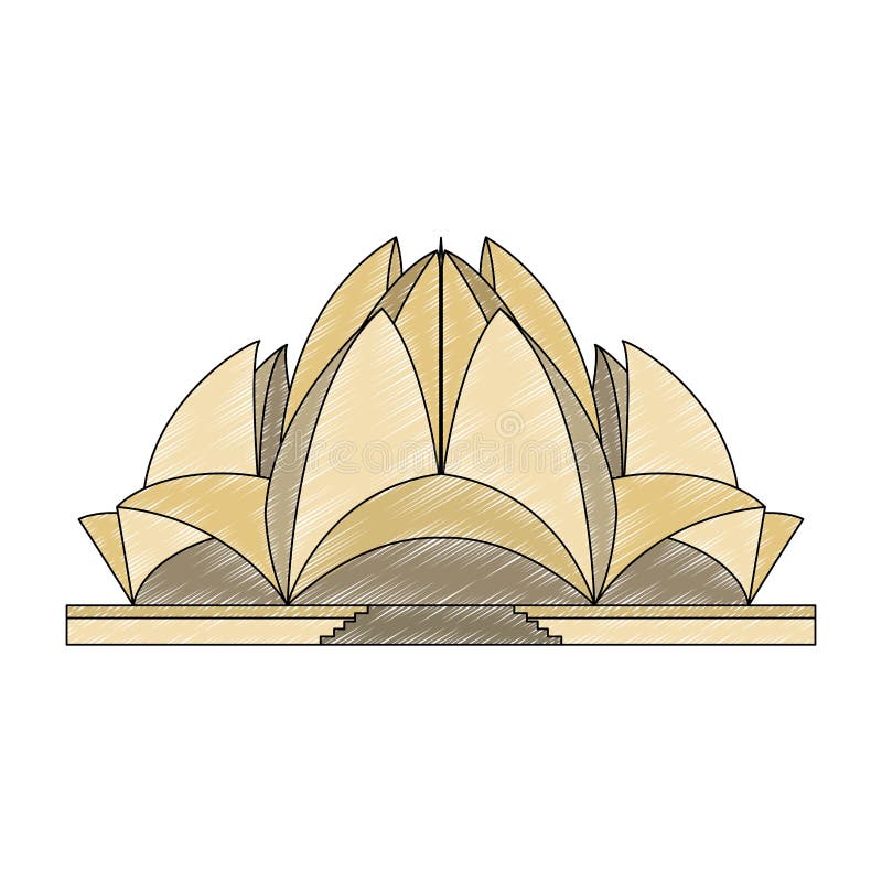 Lotus Temple Isolated Scribble Stock Vector - Illustration of agency ...