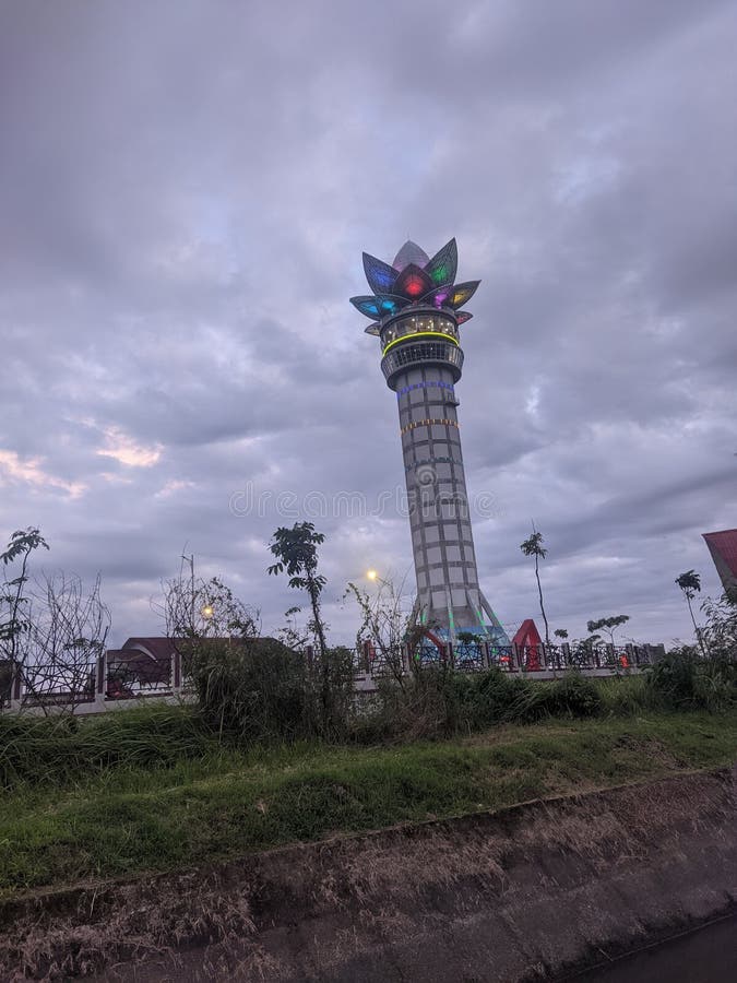 The Lotus Tower in the City of Purwokerto Stock Photo - Image of lotus ...