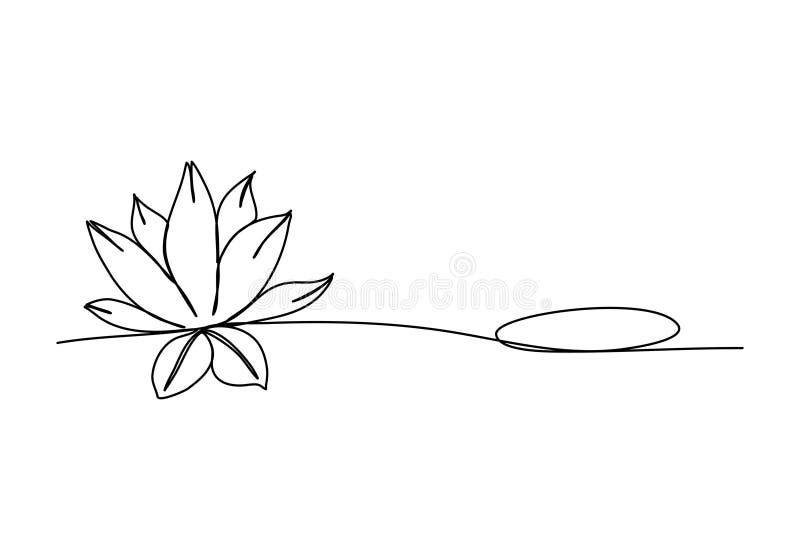 Lotus, Water Lily. One Line Drawing Vector Illustration. Stock ...