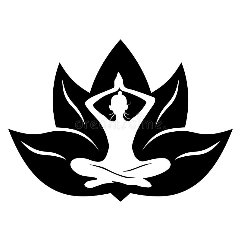 Yoga Lotus Icon Black and White Drawing Stock Vector - Illustration of ...