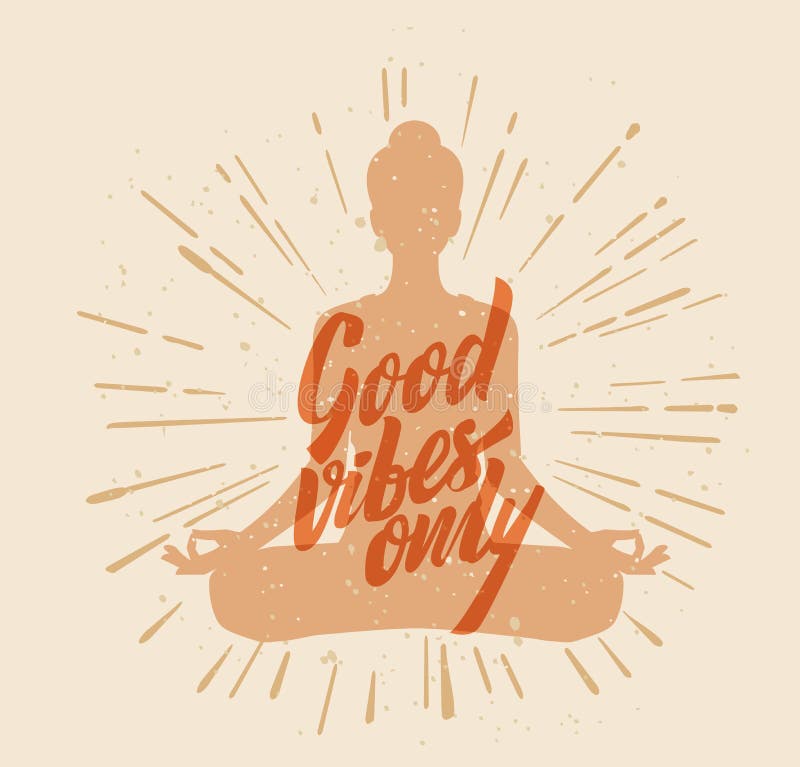 Lotus Yoga Pose Woman with Text Stock Vector - Illustration of life ...