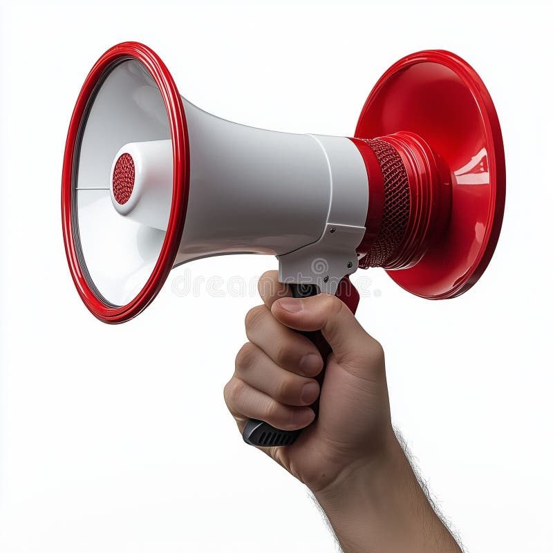 Loud Megaphone Held Against White Background Stock Illustration ...