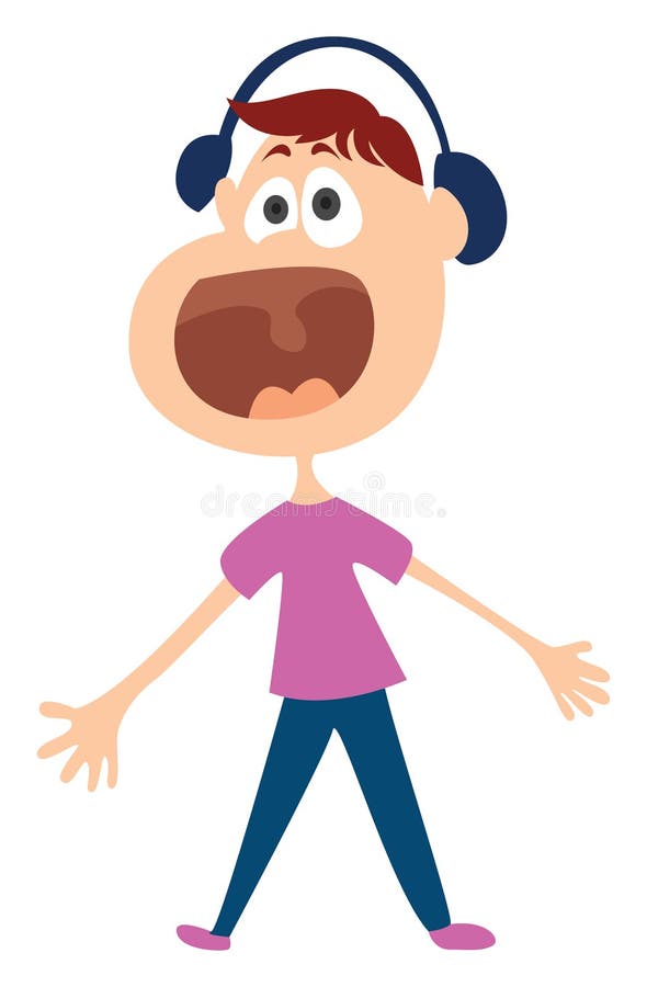 Boy with loud headphones stock vector. Illustration of wall - 36516688