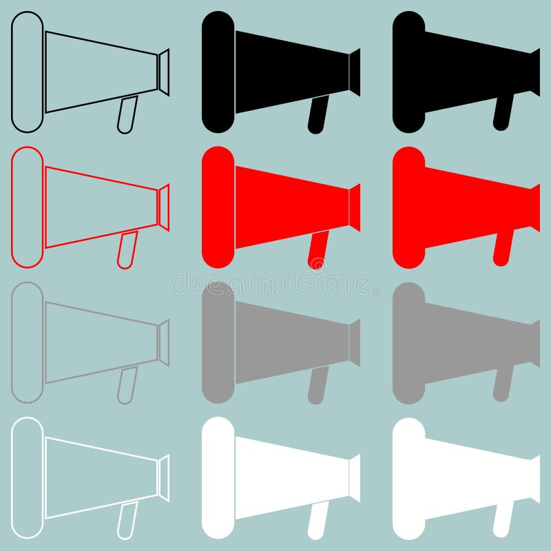 Loud Speaker Black Red Grey White Icon. Stock Vector - Illustration of ...