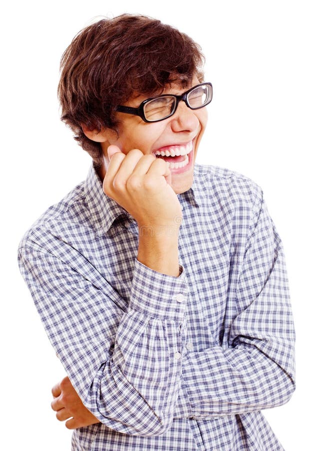 Loudly Laughing Guy Over White Stock Image Image Of Healthy