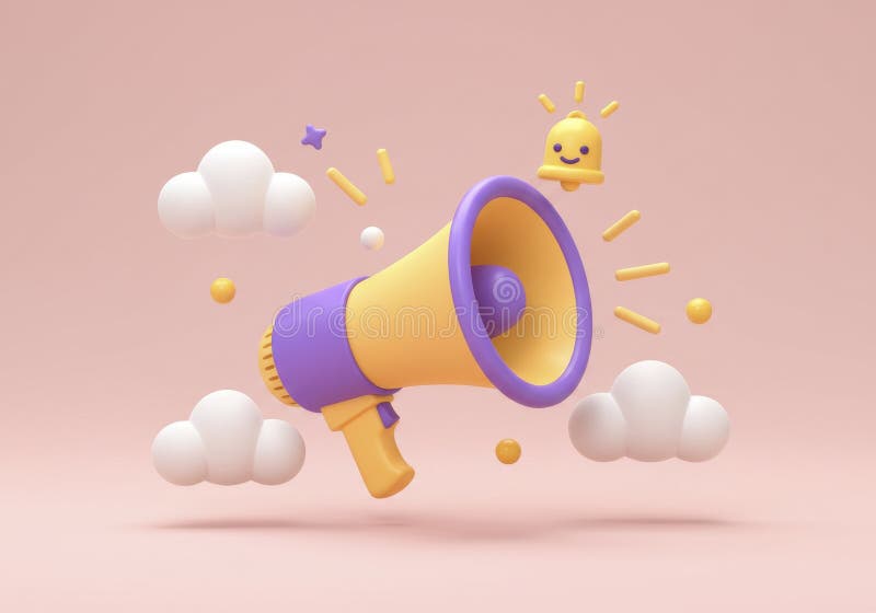 Loudspeaker Announcing New Message with Cloud Illustration Stock ...