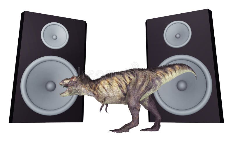 Loudspeaker Boxes and the Dinosaur Tyrannosaurus Rex Stock Illustration ...