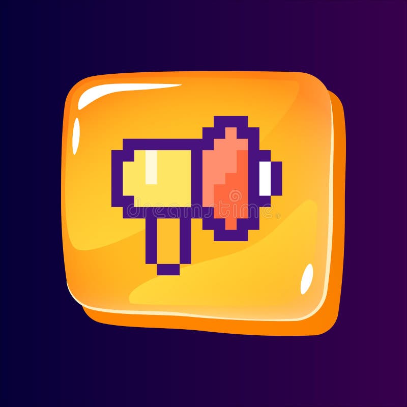 Loudspeaker Glossy Ui Button with Pixelated Color Icon Stock Vector - Illustration of game ...